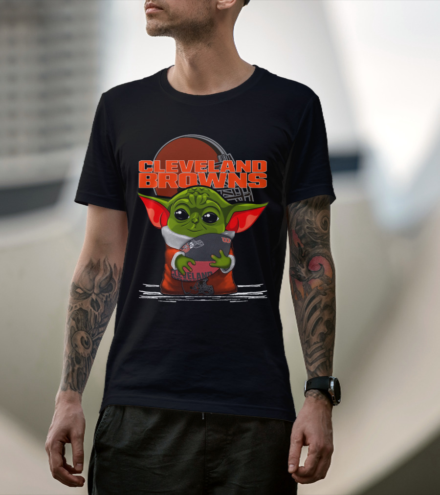 Cleveland Browns Yoda Holding Football T-Shirt