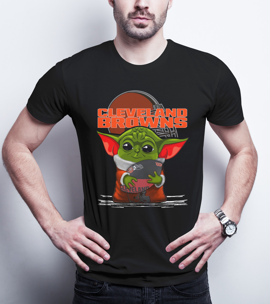 Cleveland Browns Yoda Holding Football T-Shirt