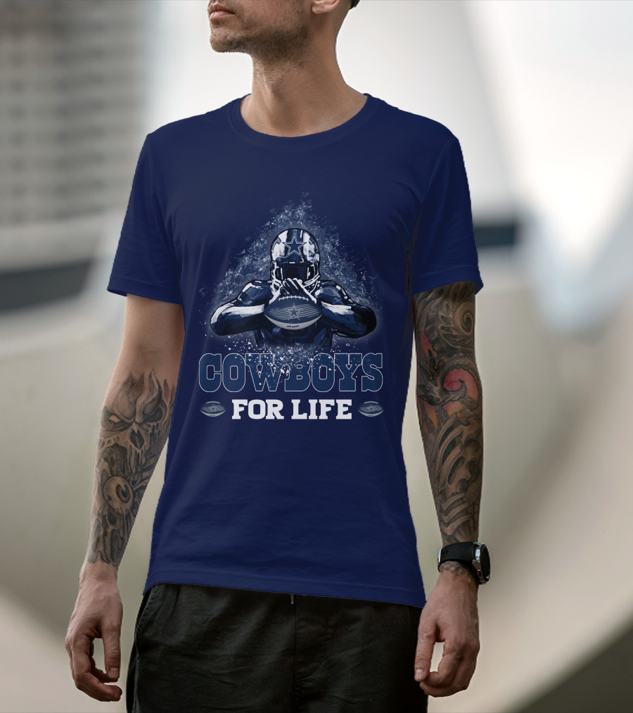 COWBOYS FOR LIFE DALLAS COWBOYS Football Helmet Star Logo Blue T-Shirt