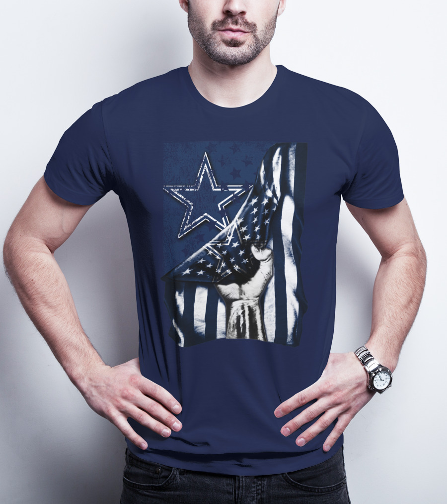 Dallas Cowboys Star With American Flag And Fist T-Shirt