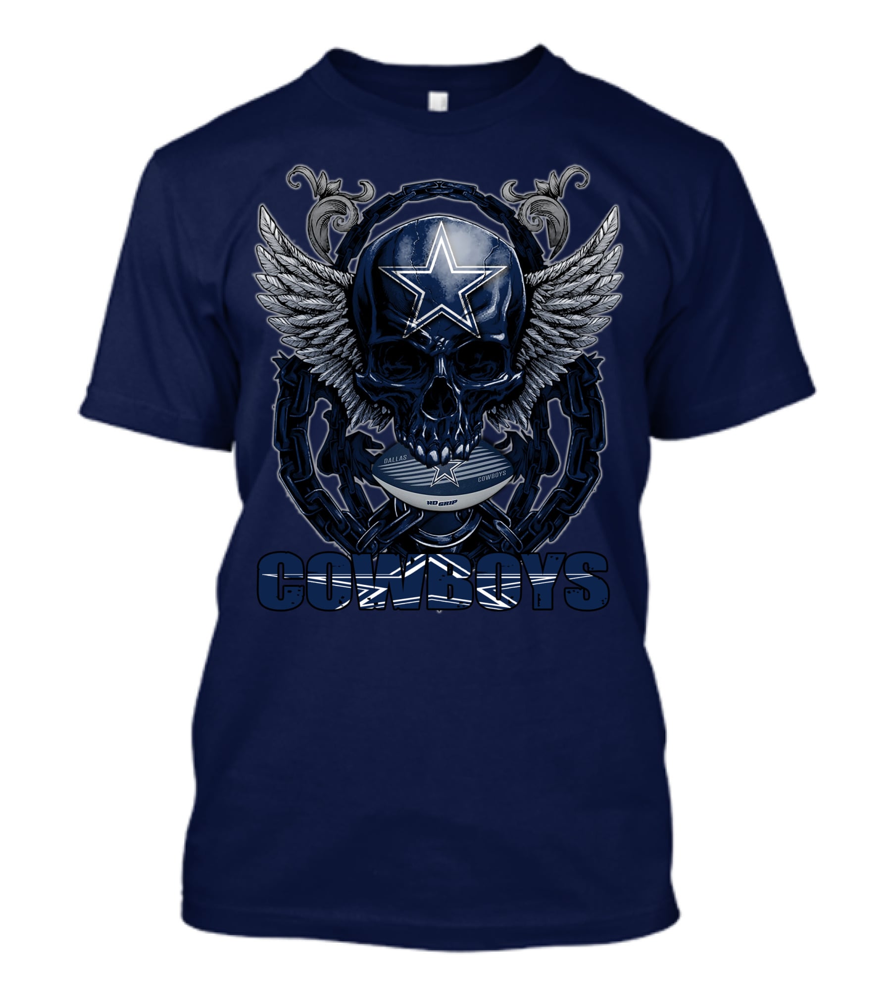 Skullfb Dallas Cowboys Wings Star Chain Crest T-Shirt