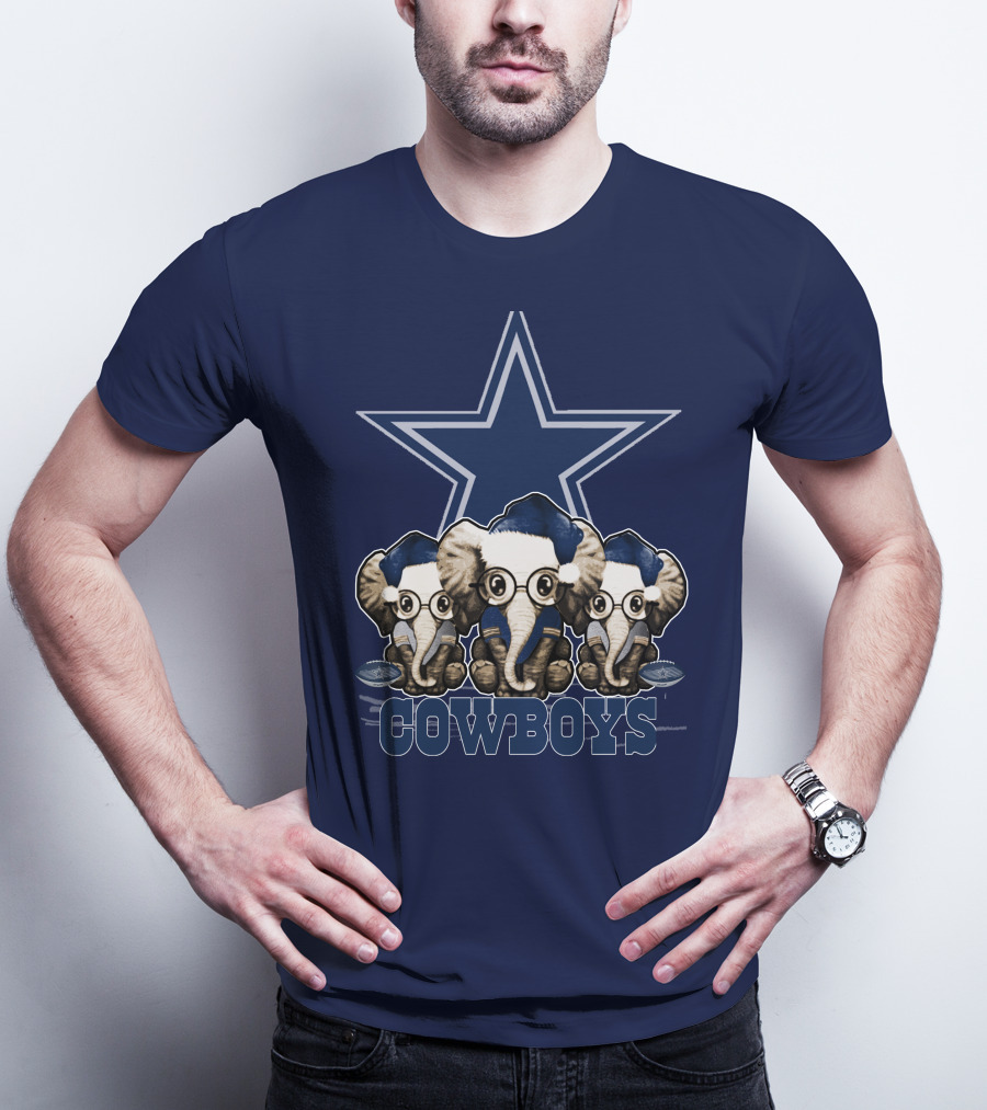 Elephan Xmas Dallas Cowboys Star Logo Glasses Hindustani T-Shirt