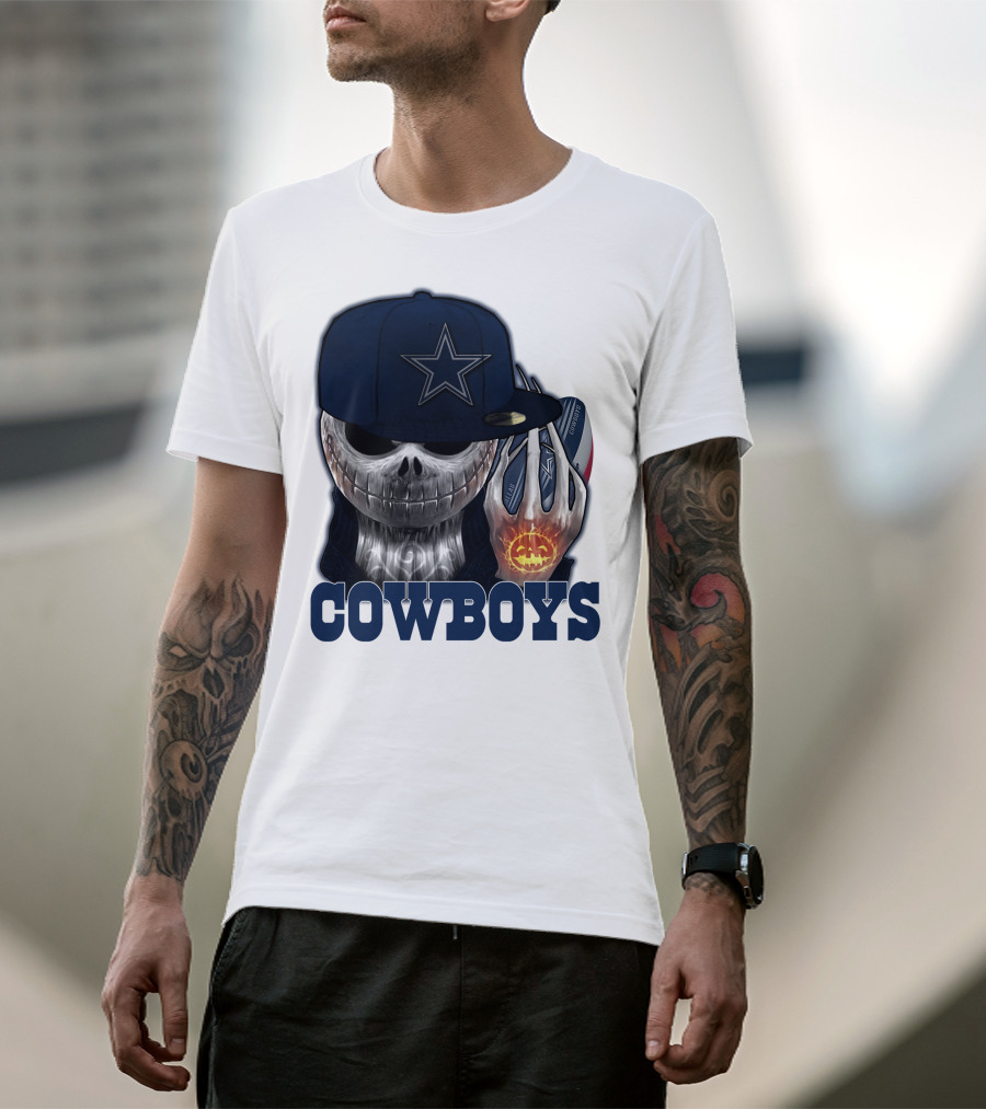 Jackskull Cowboys Halloween Star Football T-Shirt