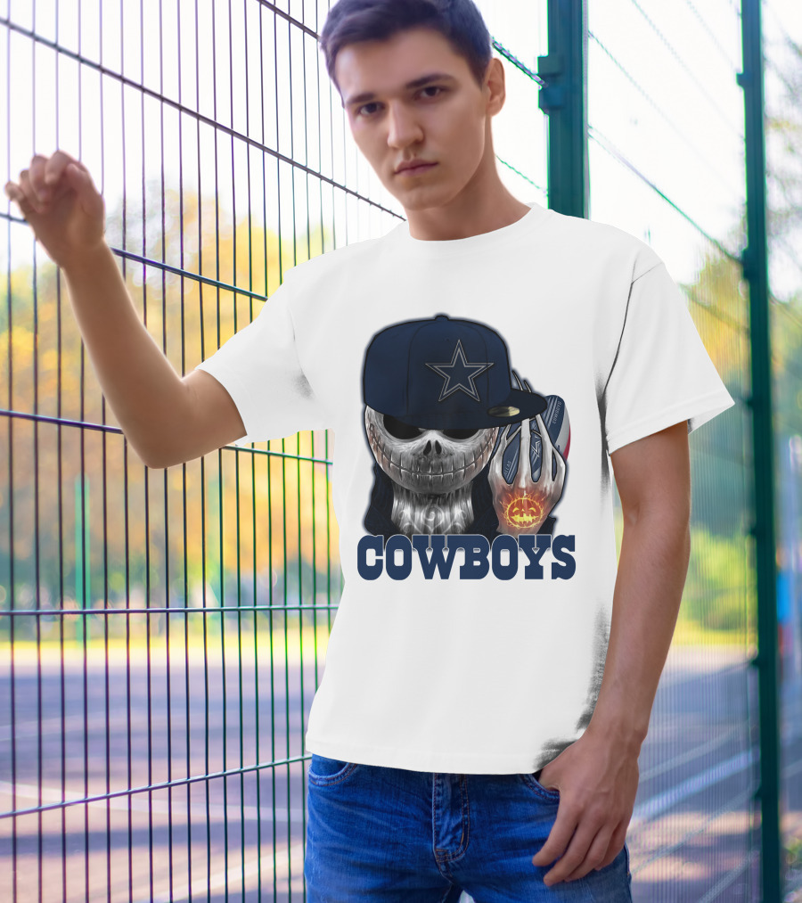 Jackskull Cowboys Halloween Star Football T-Shirt