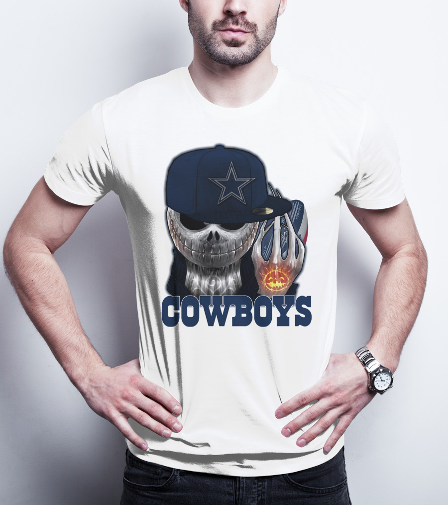 Jackskull Cowboys Halloween Star Football T-Shirt