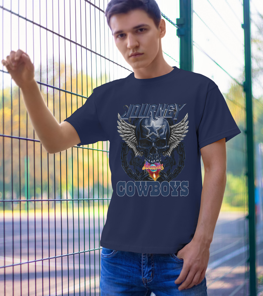 JOURNEY COWBOYS Dallas Skull Wings Star T-Shirt