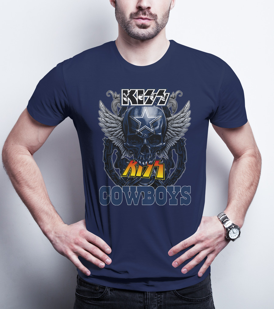 KISS Dallas Cowboys Skull With Star And Wings T-Shirt
