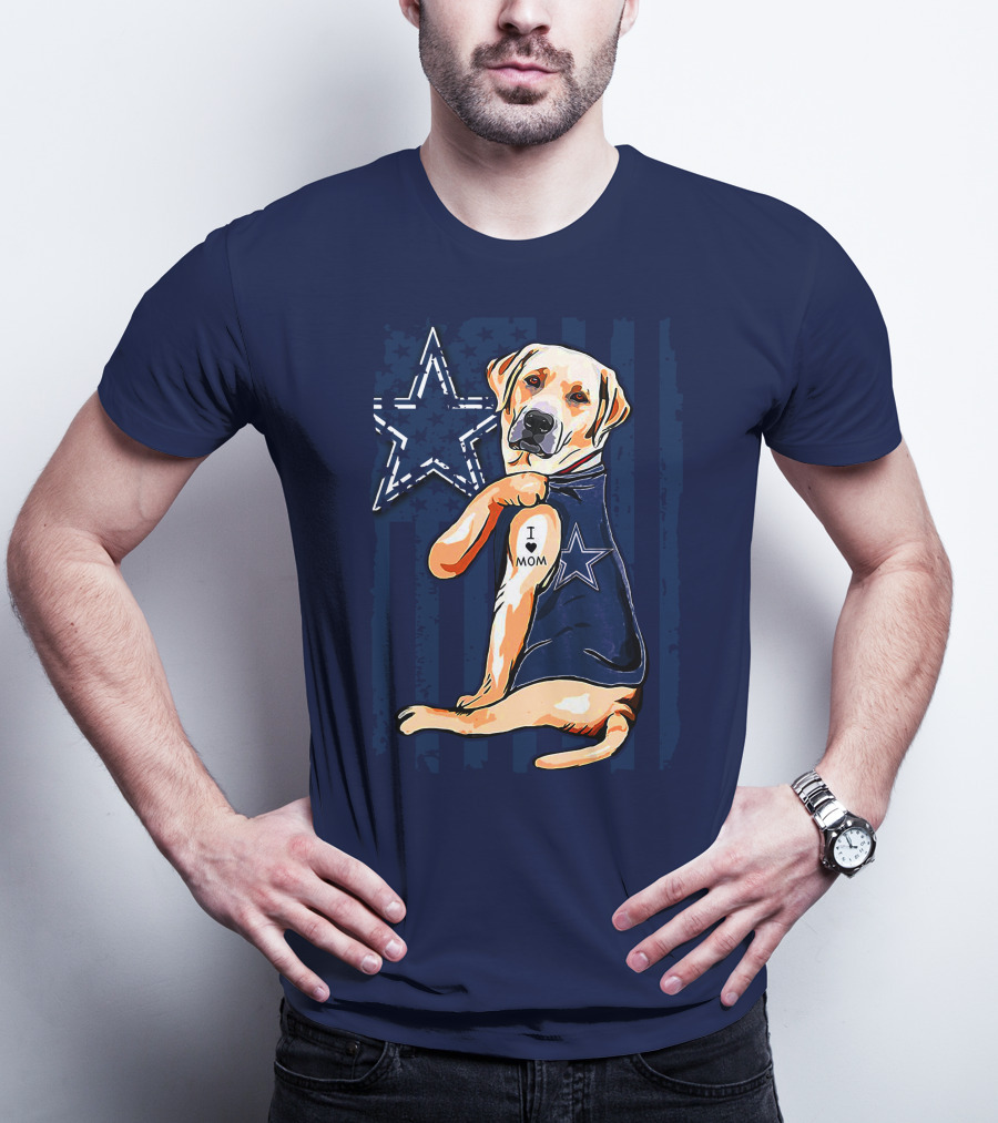 Labrador Retriever Loves Mom Dallas Cowboys Fan T-Shirt