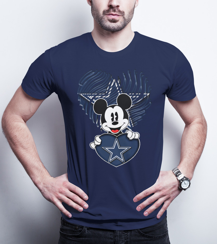Mick Mouse Heart Star Dallas Cowboys T-Shirt