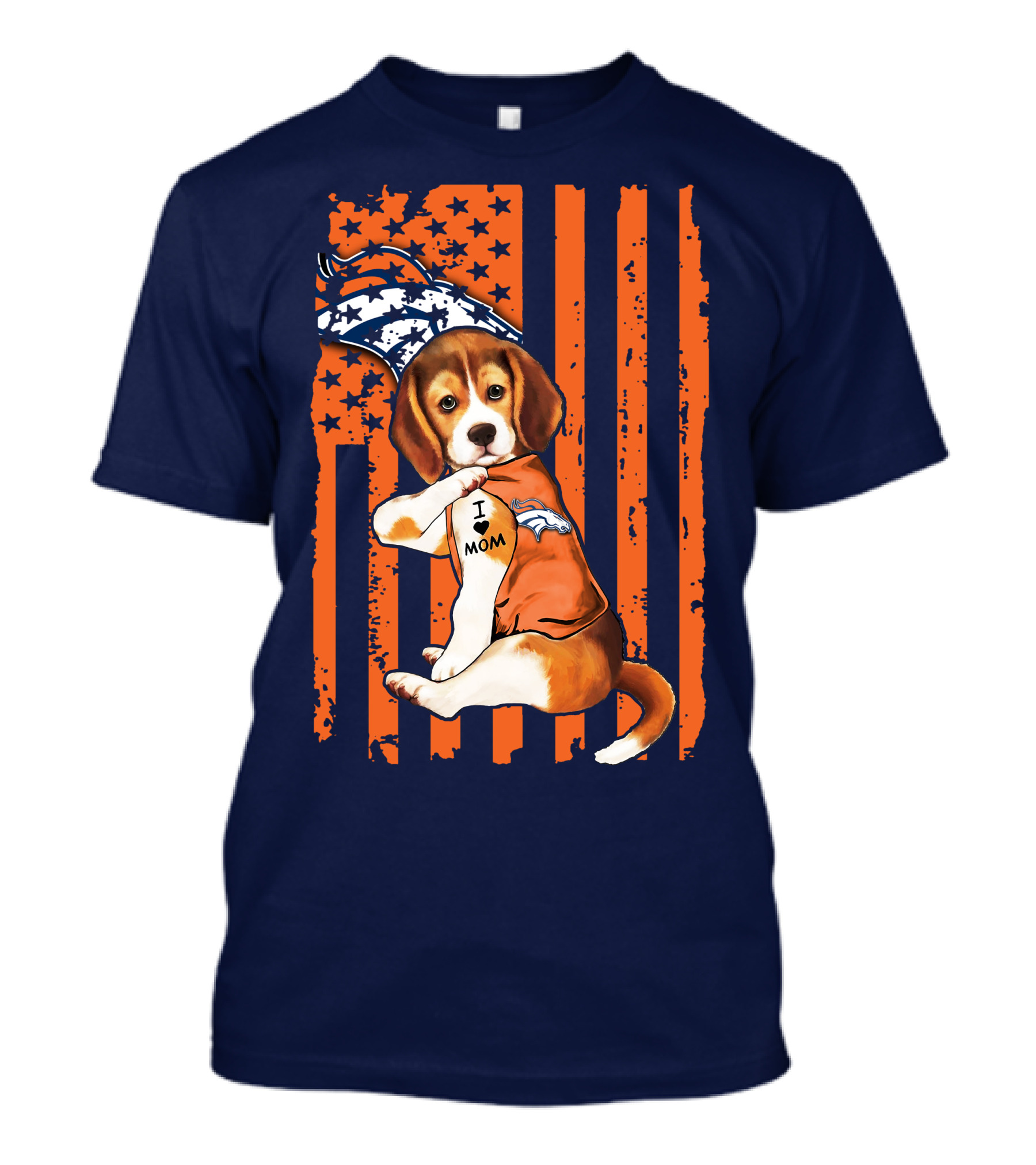 Beagle I Love Mom Denver Broncos T-Shirt