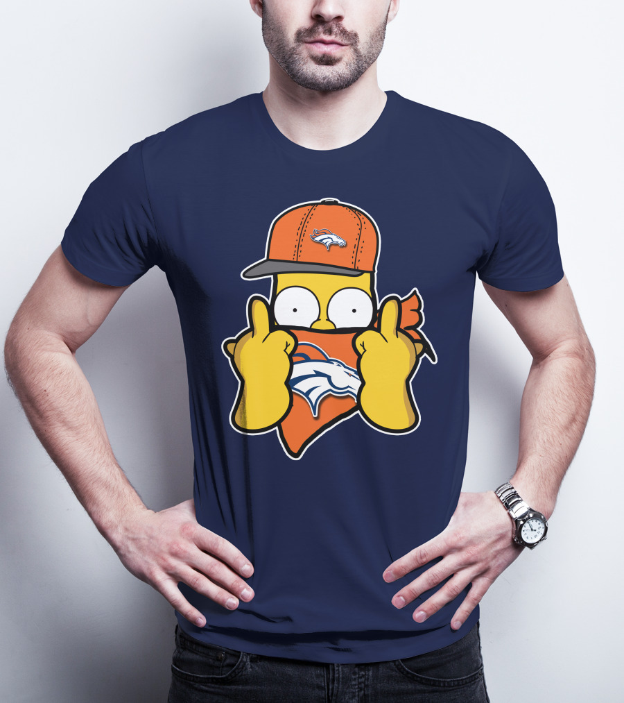Denver Broncos Homer Simpson Middle Finger Gesture T-Shirt