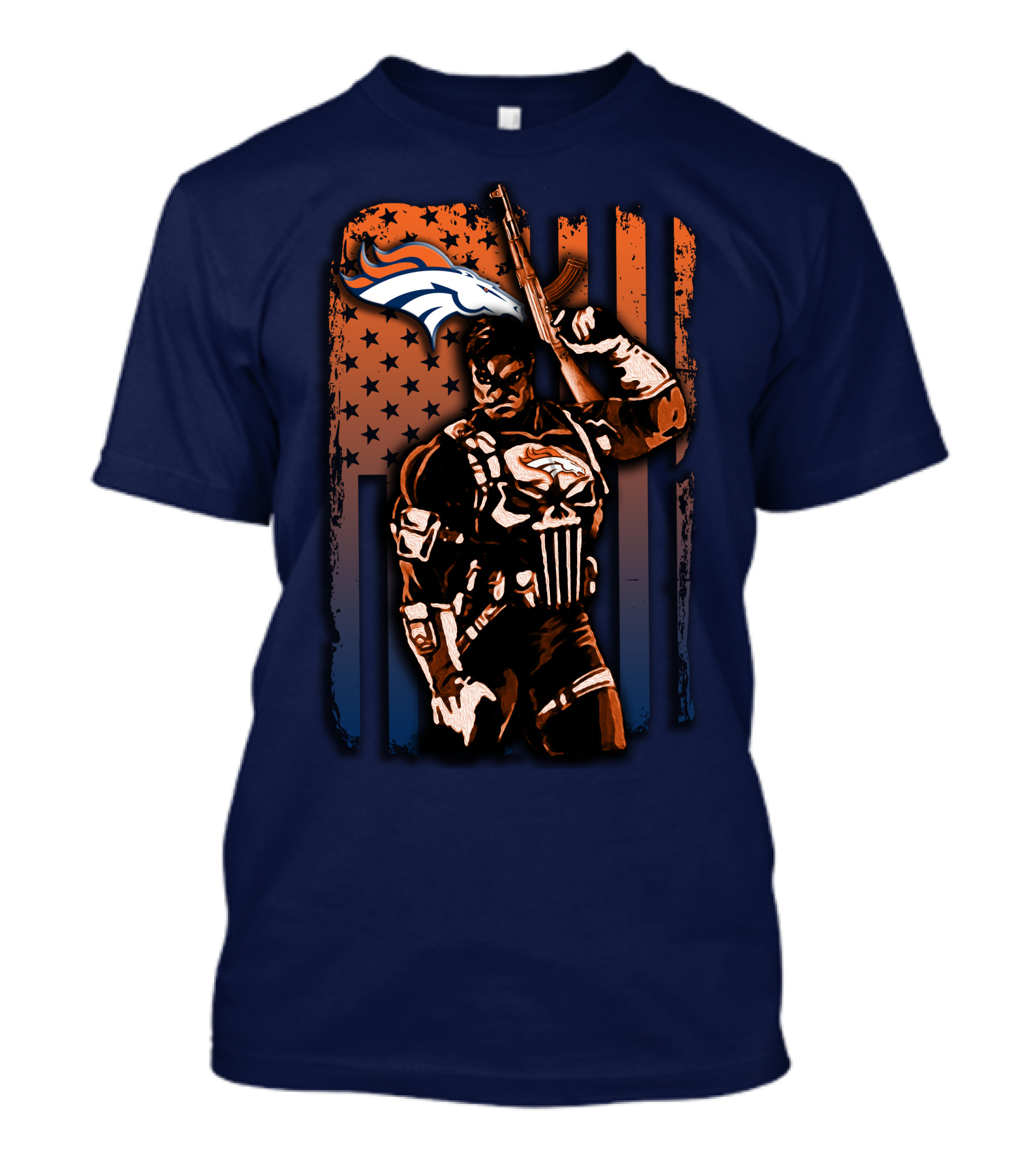 Denver Broncos Punisher Style Patriot T-Shirt