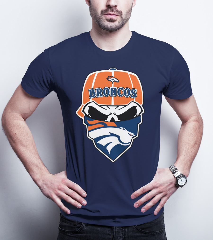 Broncos Skull Bandana Cap Logo Denver Broncos T-Shirt