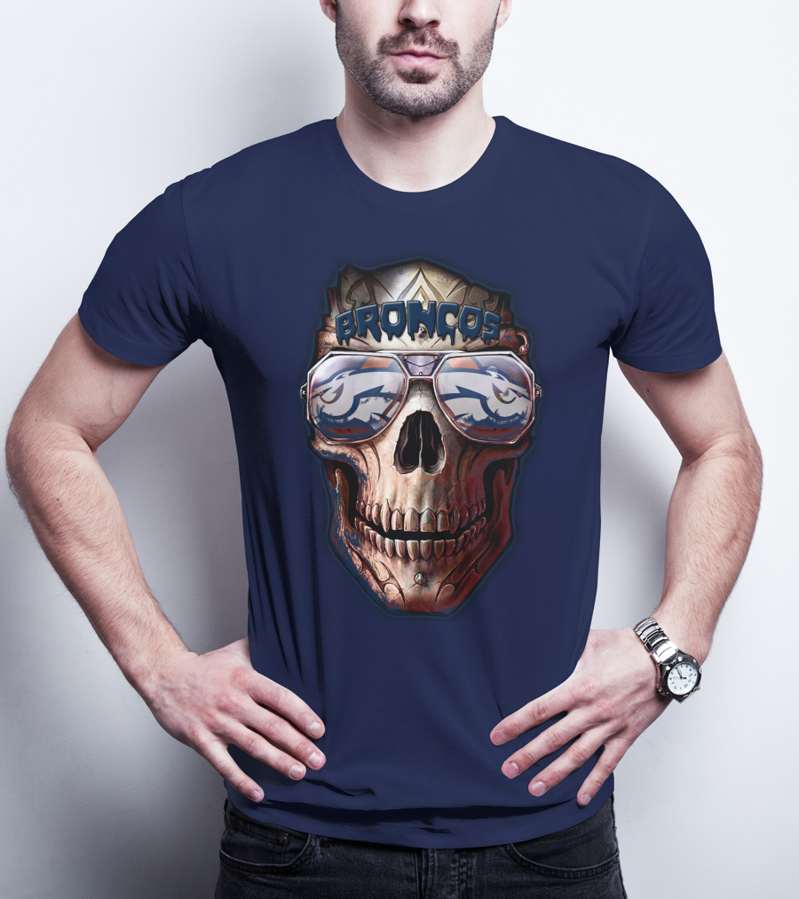 Broncos Skull Sunglasses Denver Broncos Fans 52 T-Shirt