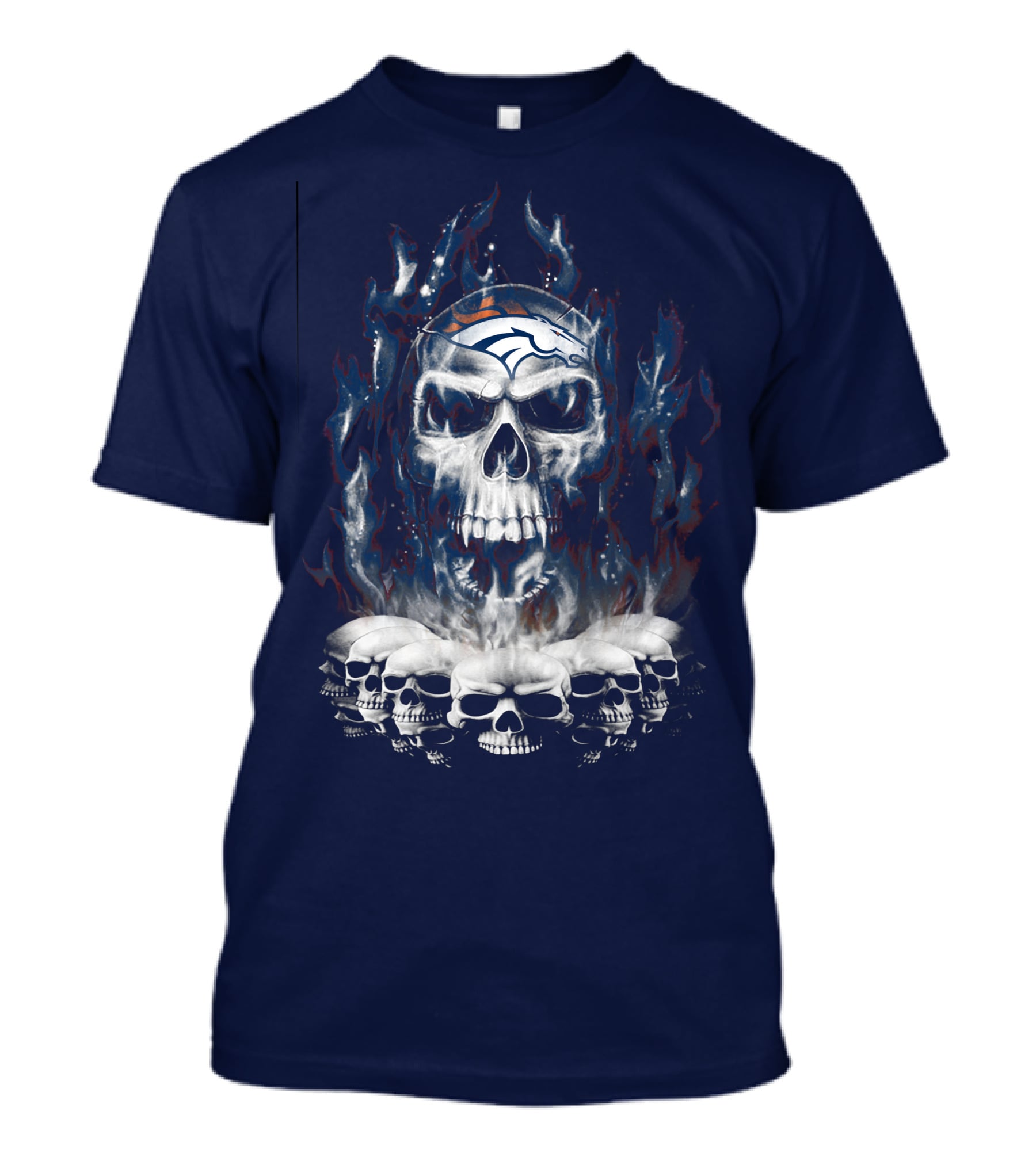 Denver Broncos Flaming Skull T-Shirt