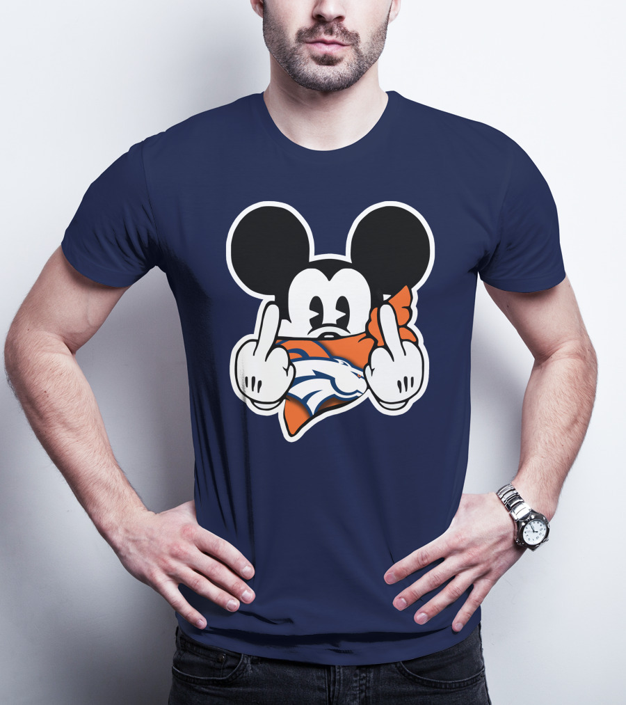 Denver Broncos Mickey Middle Fingers T-Shirt
