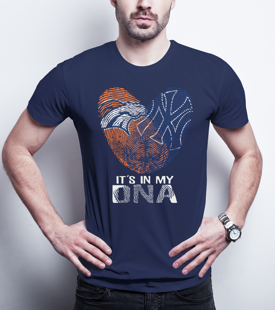It's In My Dna Denver Broncos 04 Fingerprint Heart T-Shirt