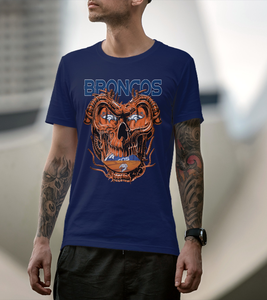 Dragonskull Broncos Football Logo Denver Broncos T-Shirt