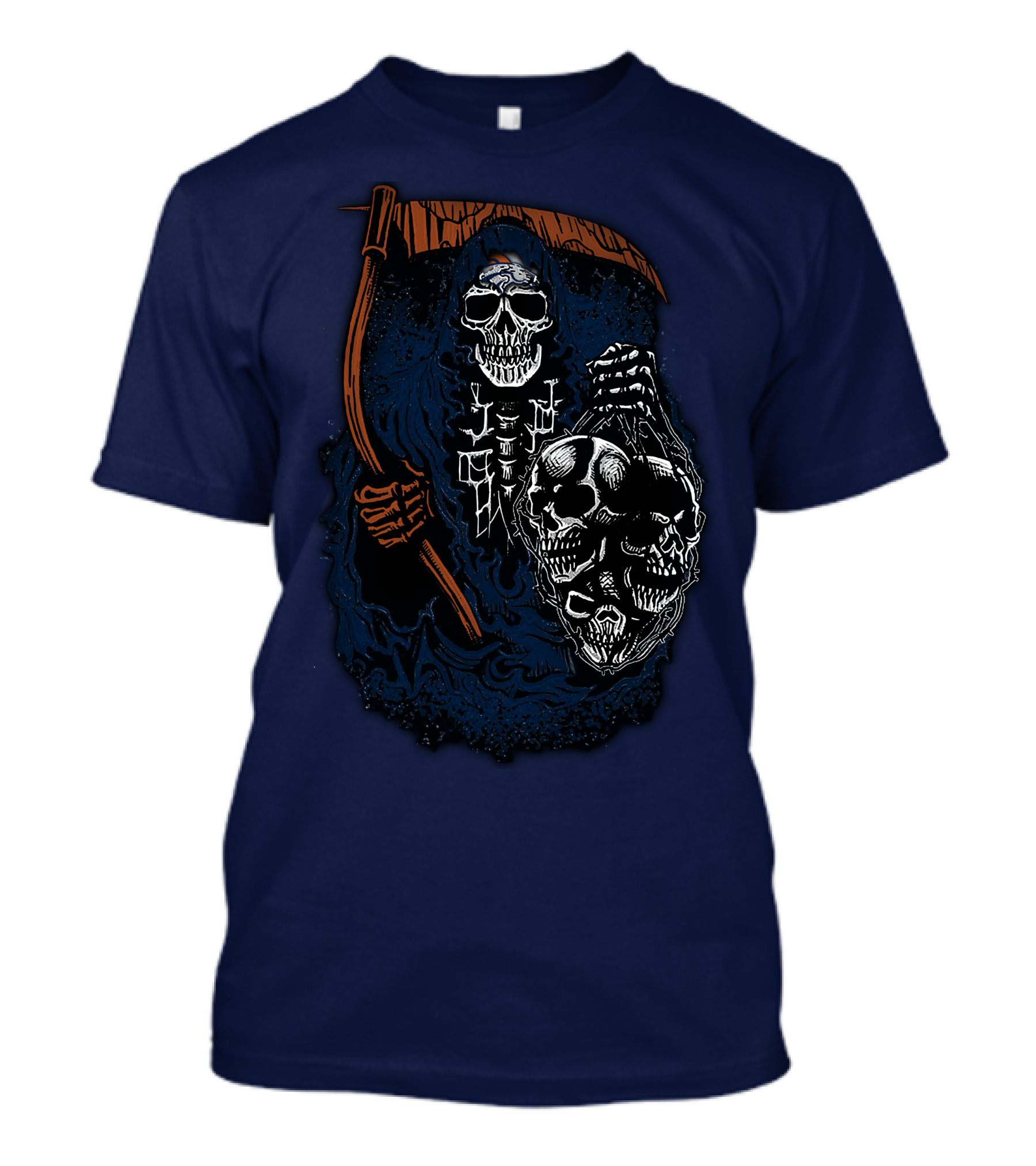 Denver Broncos Grim Reaper Skull Art T-Shirt