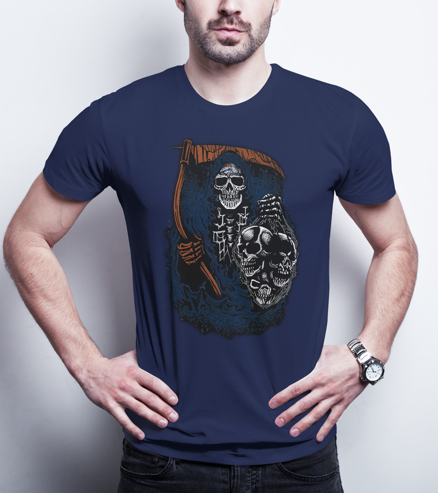 Denver Broncos Grim Reaper Skull Art T-Shirt