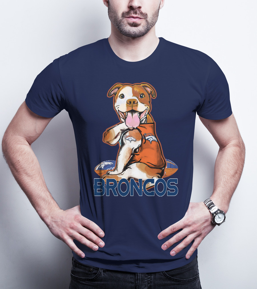 Pittbull Broncos Denver Football Puppy T-Shirt