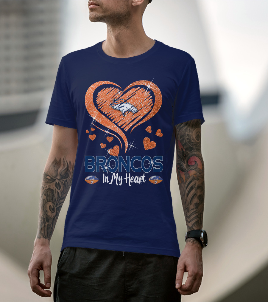 Broncos In My Heart Denver Broncos Love Heart T-Shirt