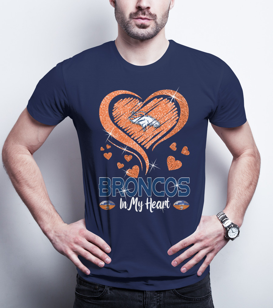 Broncos In My Heart Denver Broncos Love Heart T-Shirt
