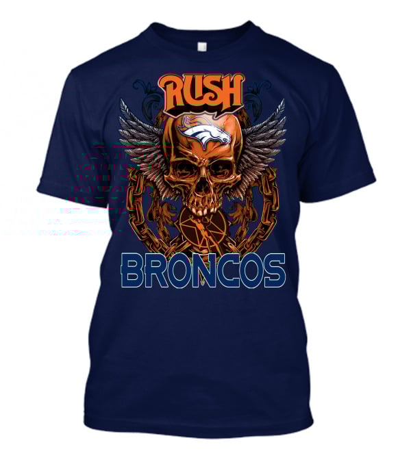 Rush Denver Broncos Skull Wings Chain T-Shirt