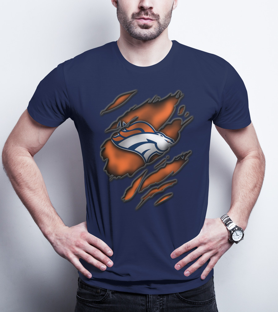 Torn Denver Broncos Logo Bold Fanwear Torn T-Shirt
