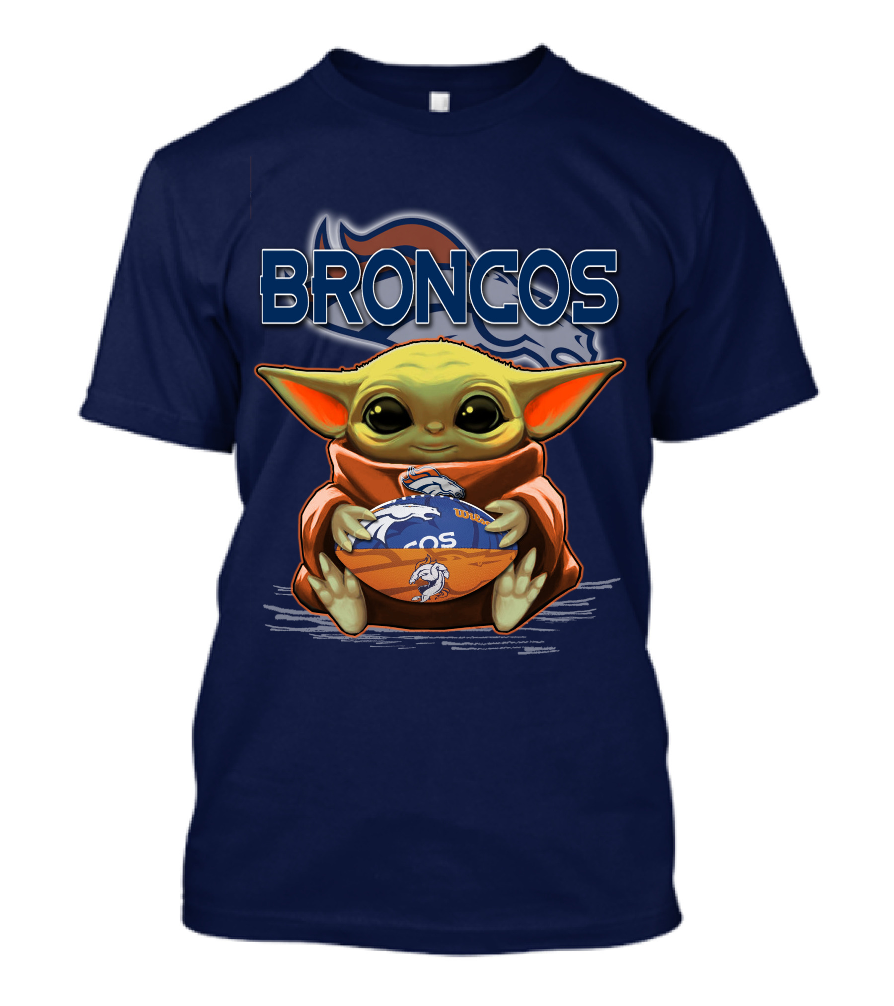 Yoda With Denver Broncos Football Baby Yoda Broncos T-Shirt