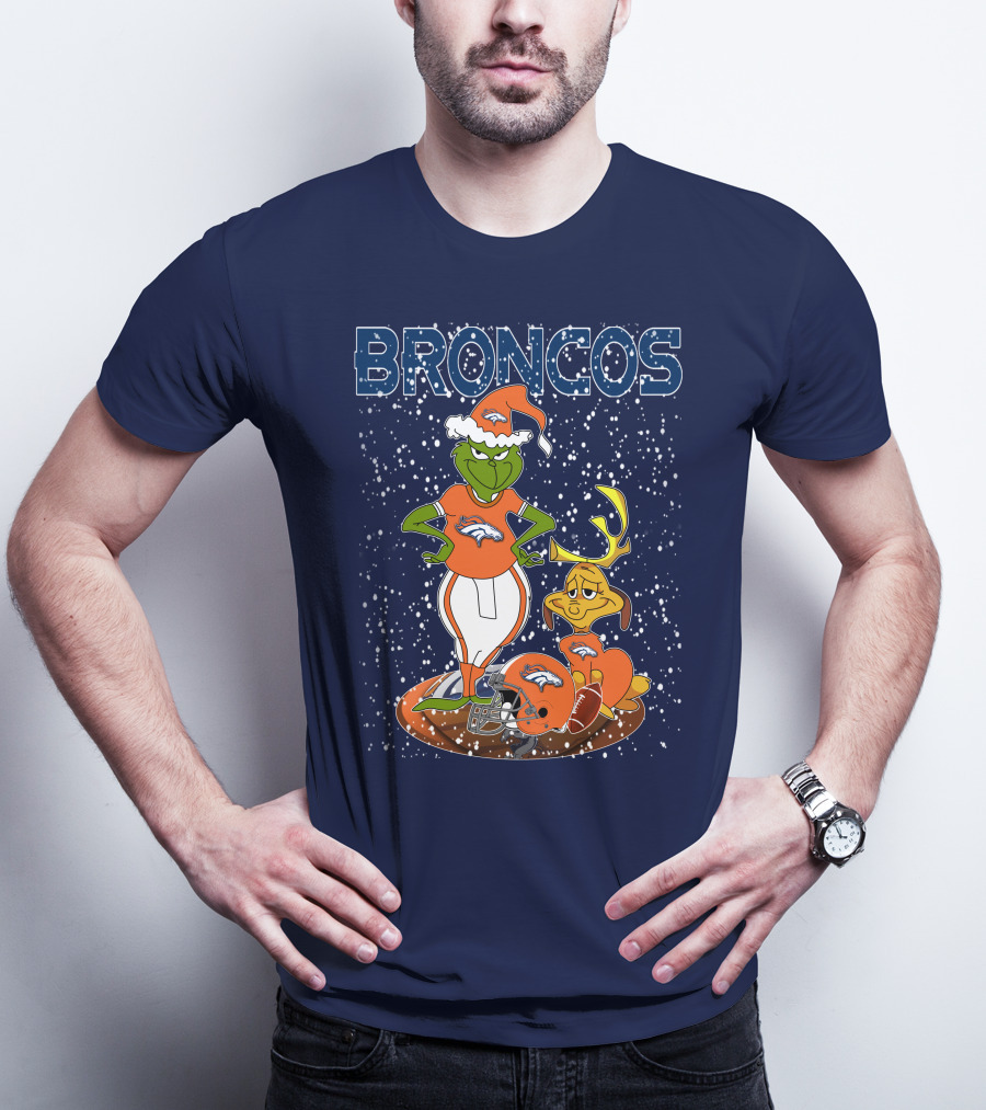 Grinchxmas Broncos Christmas Football Grinch And Max T-Shirt