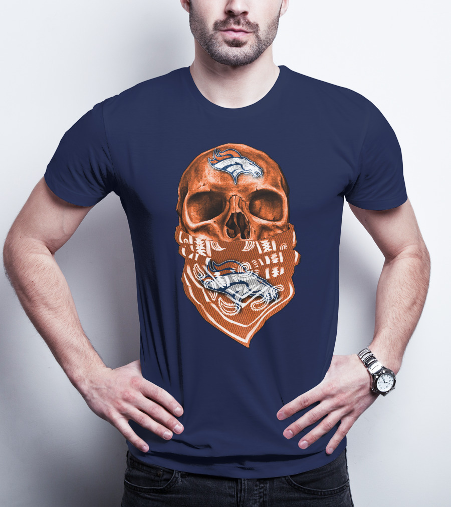 Denver Broncos Skull Bandana T-Shirt