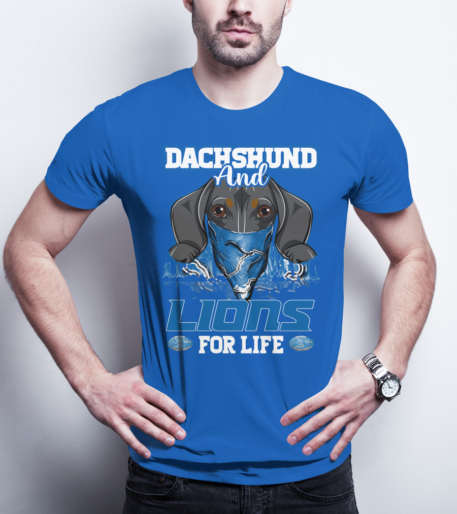 Dachshund And Lions For Life Detroit T-Shirt