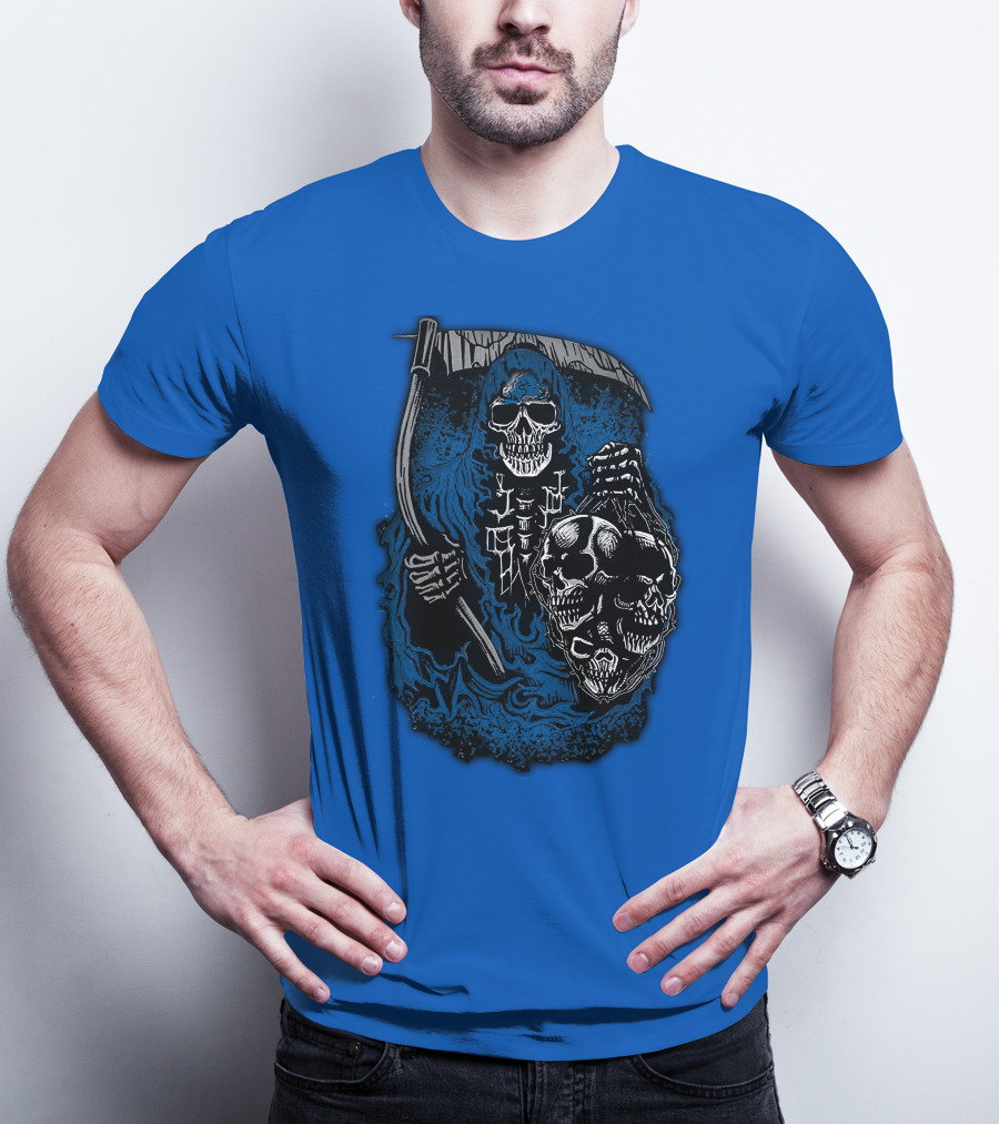 Detroit Lions Grim Reaper Skulls T-Shirt