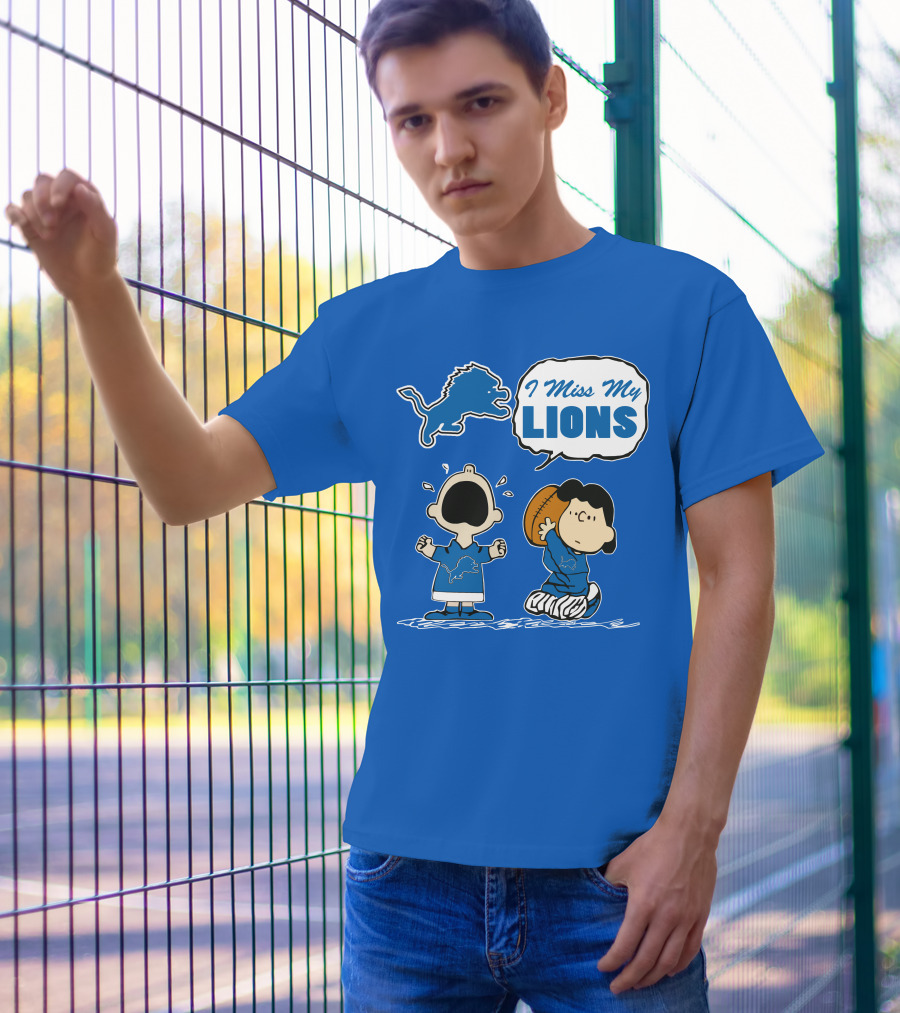 I Miss My Lions Detroit Lions Charlie Brown Football T-Shirt