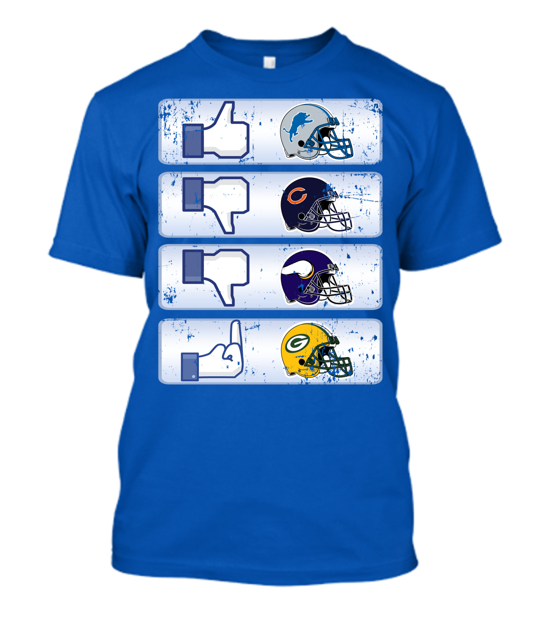 Detroit Lions Thumbs Up Chicago Bears Minnesota Vikings Green Bay Packers Football Helmets Thumbs Down Gesture T-Shirt