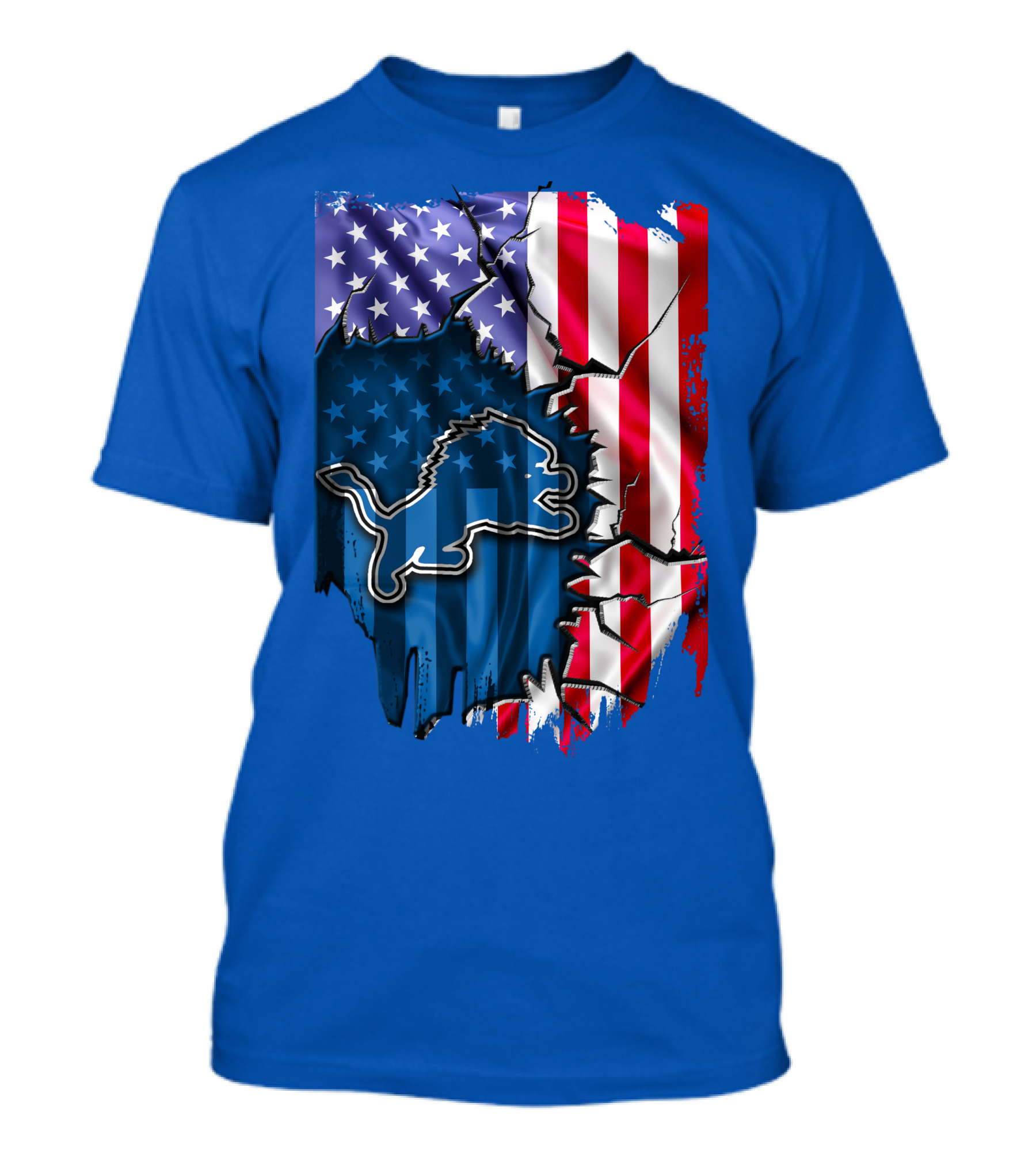 American Flag Detroit Lions Logo T-Shirt