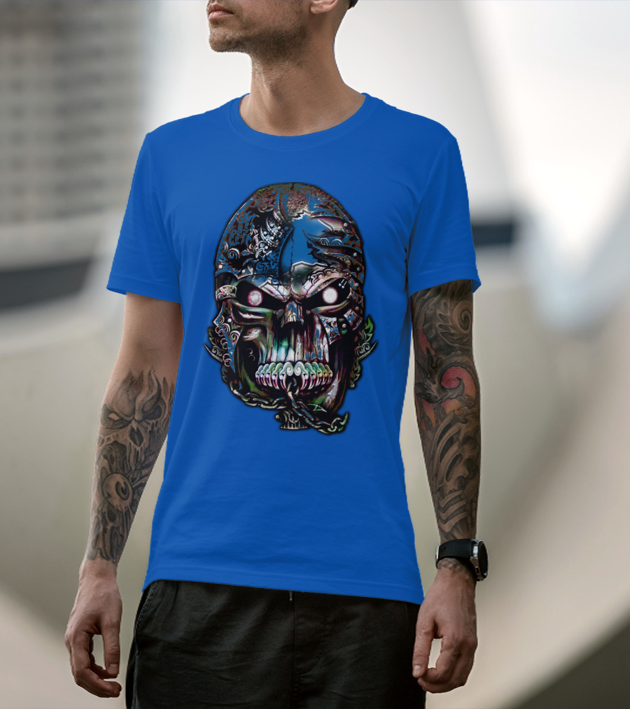 Detroit Lions 65 Skull Artwork T-Shirt