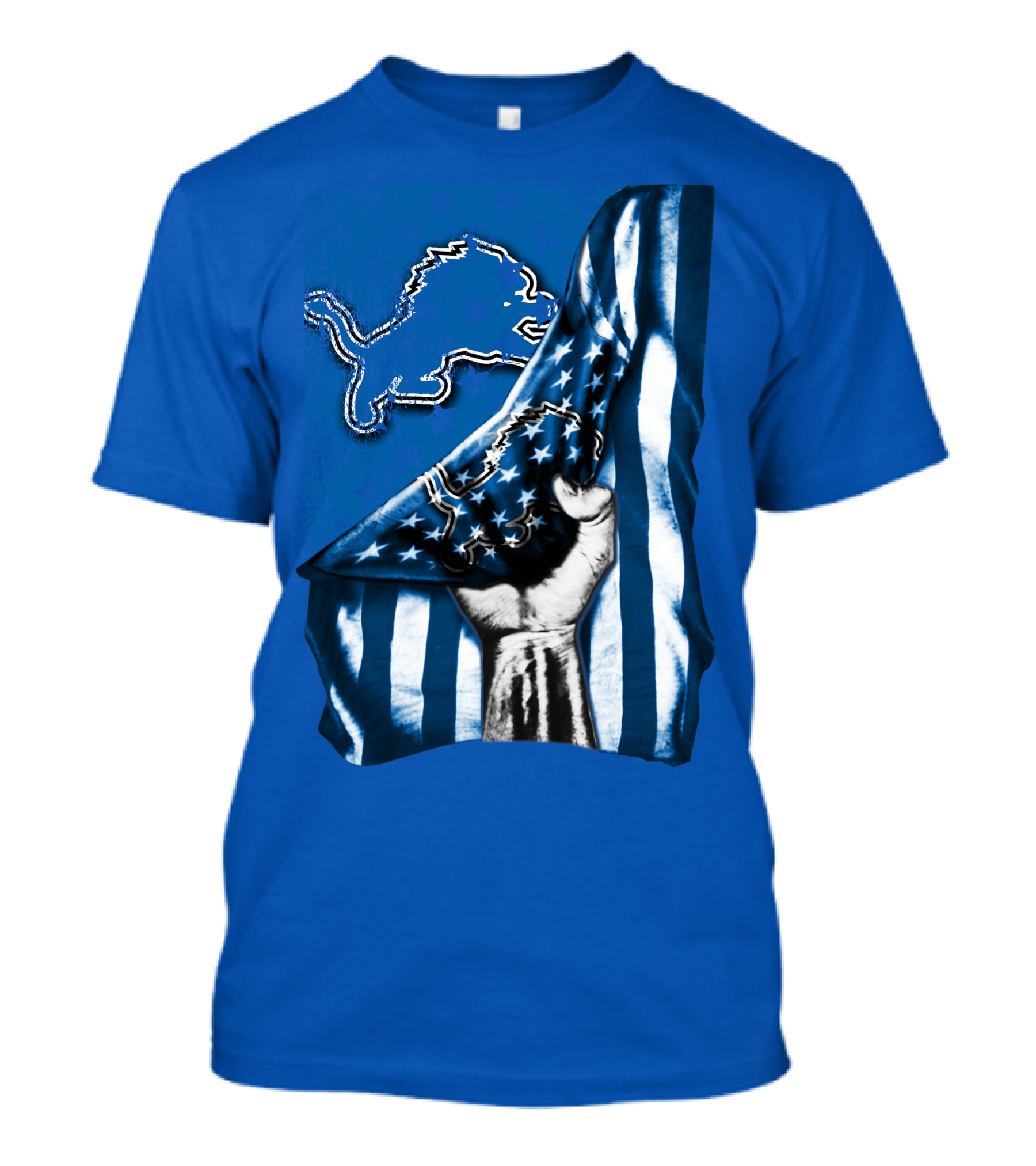 Flag Detroit Lions Stars Hand Lion T-Shirt