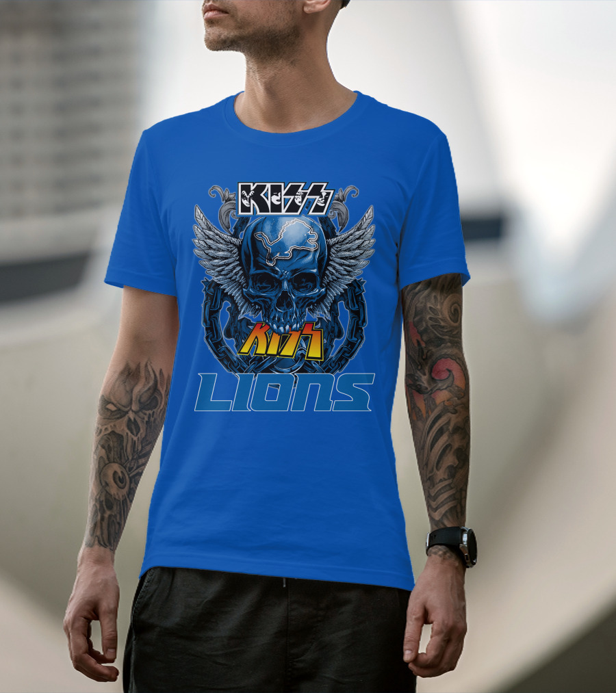 KISS Detroit Lions Skull Wings T-Shirt