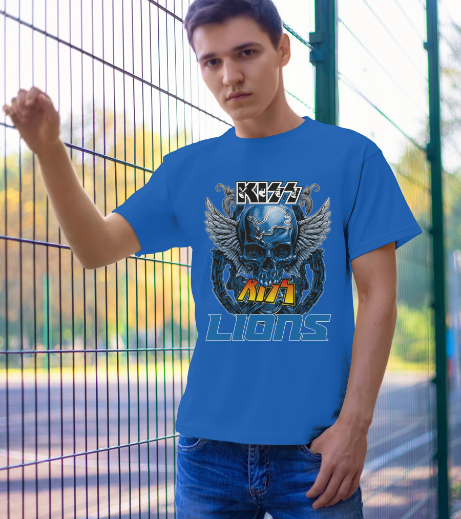 KISS Detroit Lions Skull Wings T-Shirt