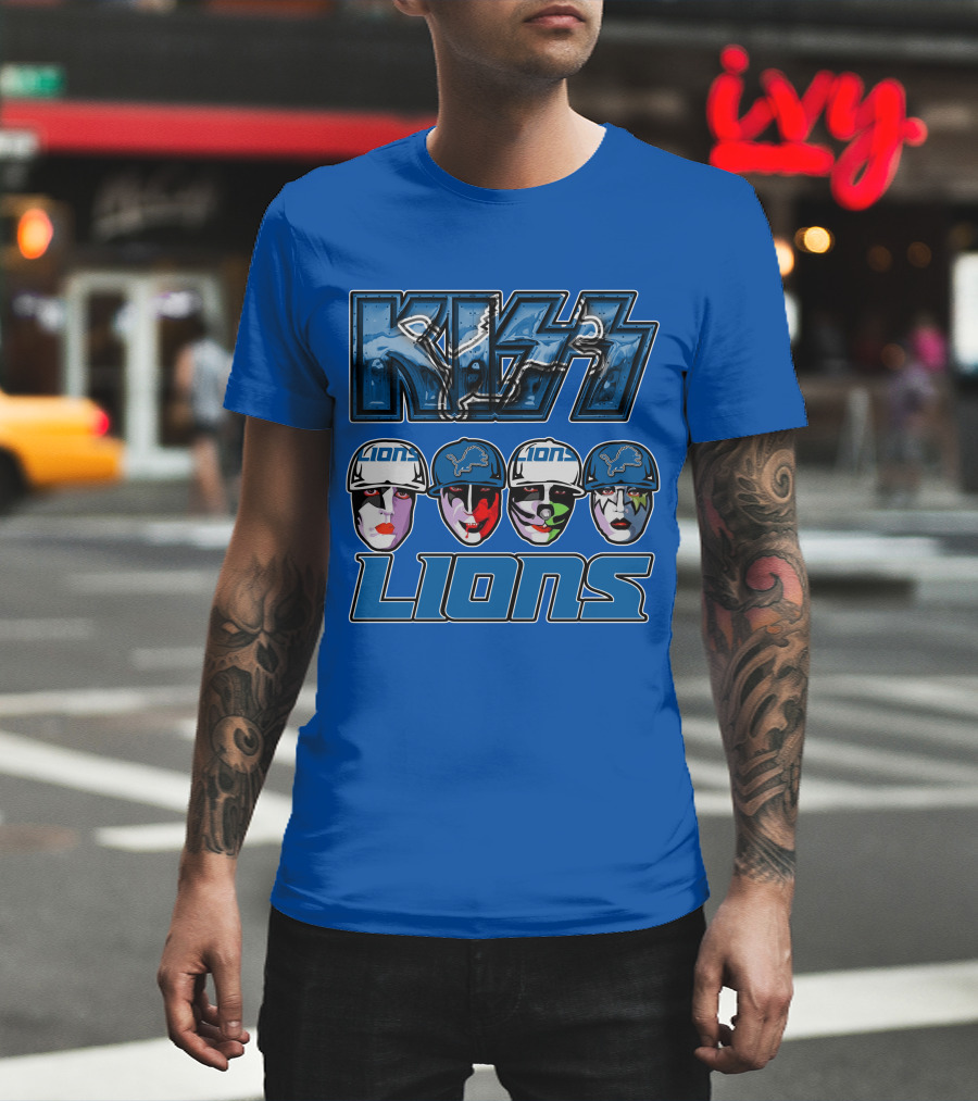 KISS Detroit Lions Face Paint Helmets T-Shirt