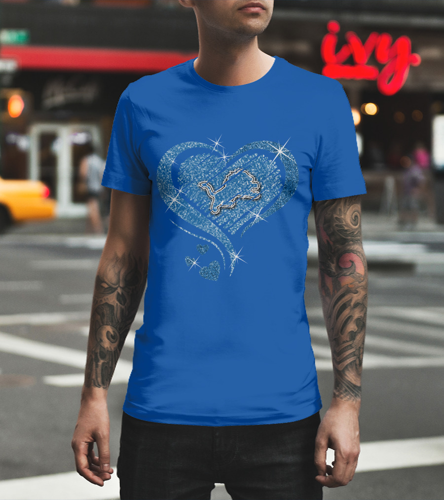 Heart Diamond Detroit Lions Sparkling T-Shirt