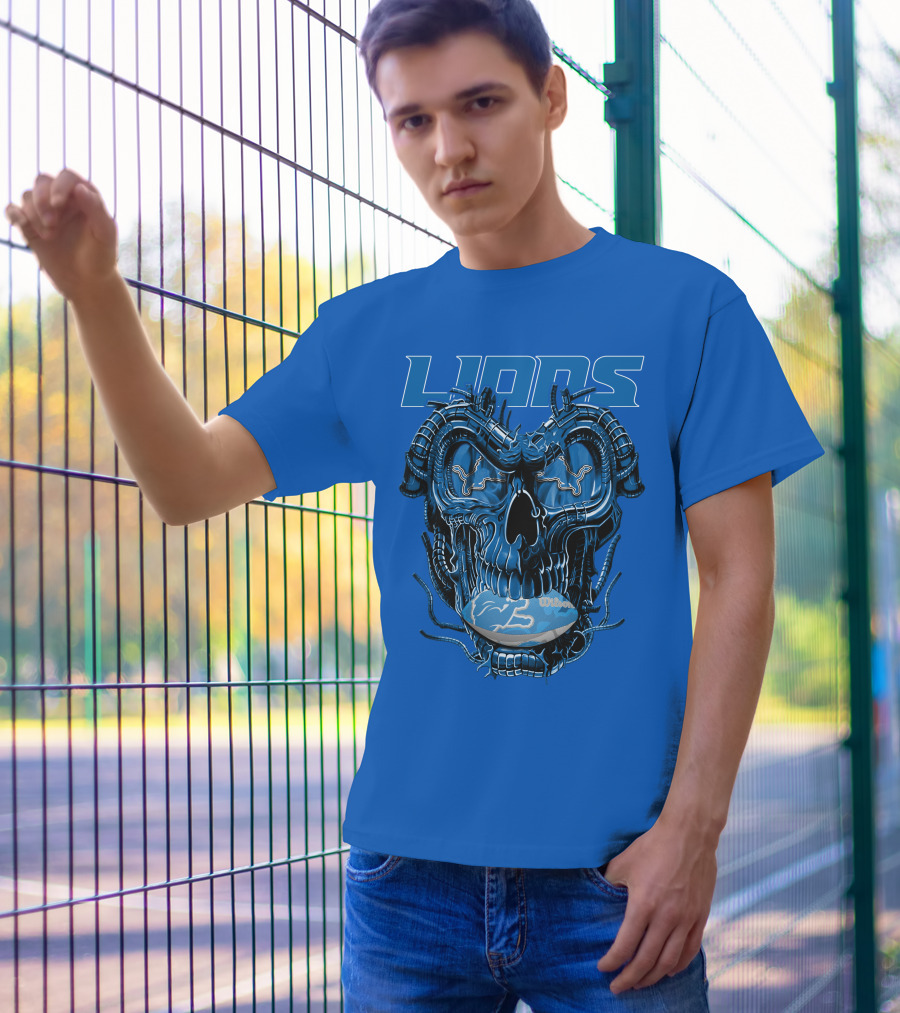 DETROIT LIONS Dragonskull Football Fusion T-Shirt