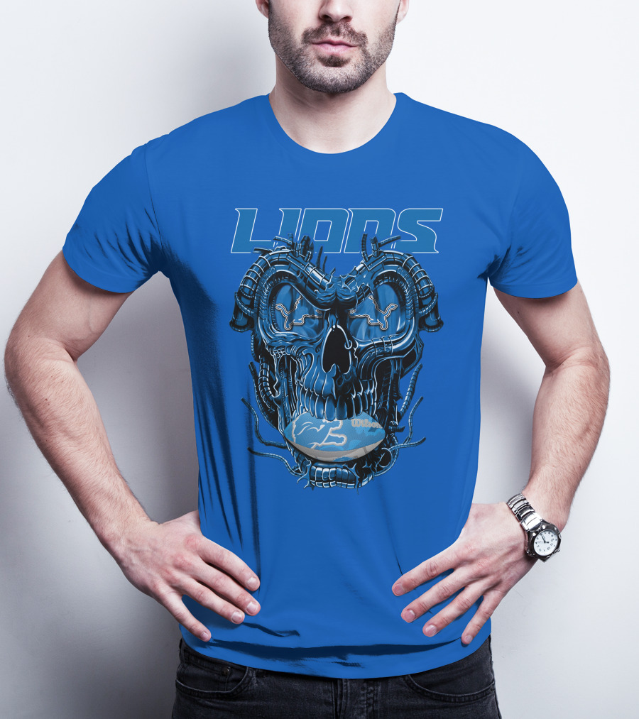 DETROIT LIONS Dragonskull Football Fusion T-Shirt