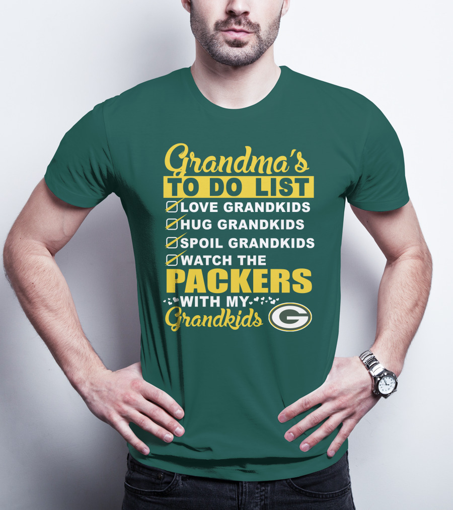 Grandma's To Do List Packers Watch With My Grandkids Green Bay Packers T-Shirt
