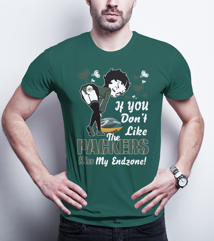 If You Don't Like The Packers Kiss My Endzone Betty Boop Packers Football T-Shirt