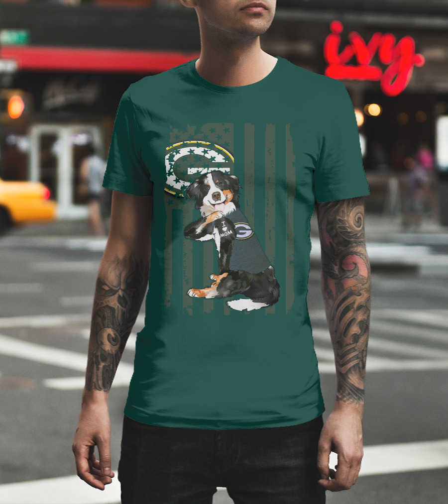 Border Collie Green Bay Packers I Love Mom T-Shirt