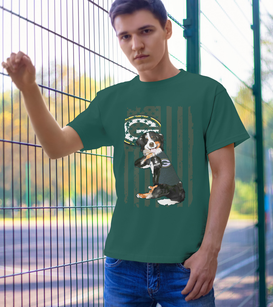 Border Collie Green Bay Packers I Love Mom T-Shirt