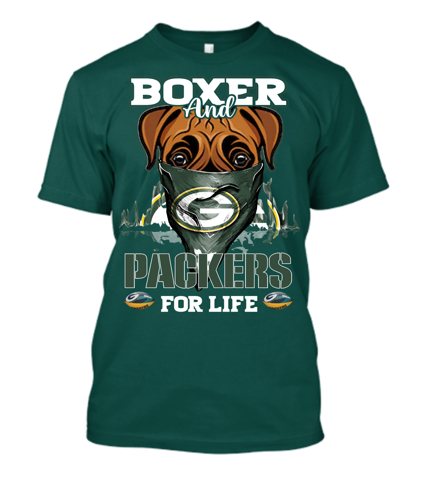 Boxer And Packers For Life Green Bay Packers T-Shirt